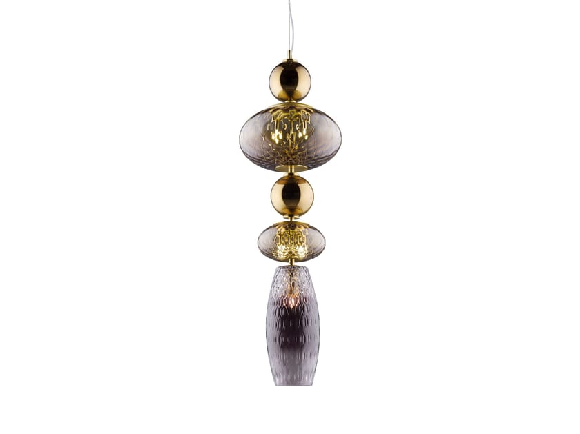 HARMONY BIG FUMÈ BROWN LED Borosilicate glass pendant lamp By Euroluce ...