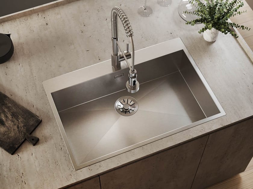 ETHERNA M Lavello sopratop a una vasca in acciaio inox By Evhoc