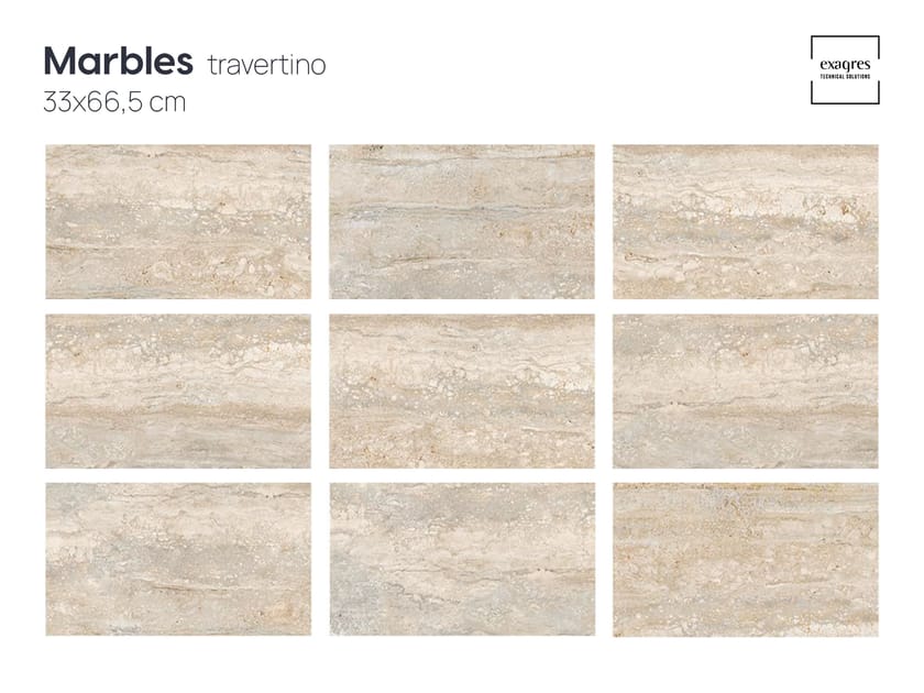 MARBLES TRAVERTINO Porcelain stoneware flooring with marble effect By Exagres