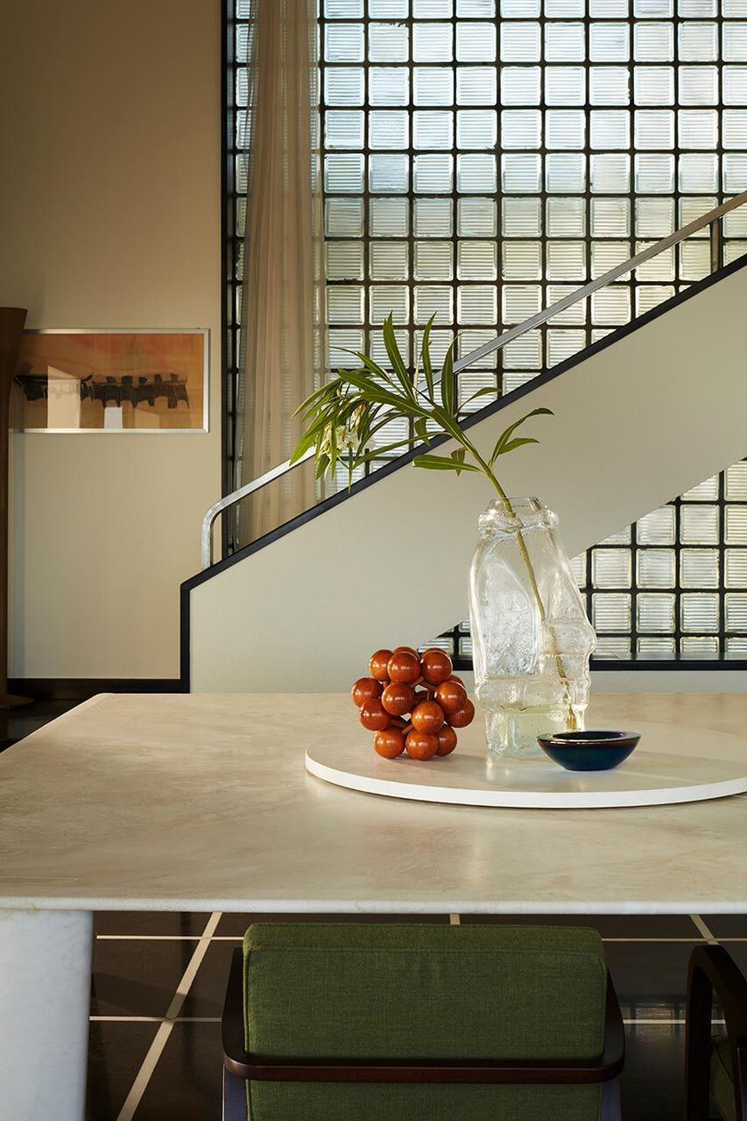 BISCUIT Tavolo da giardino quadrato in marmo con Lazy Susan By Exteta