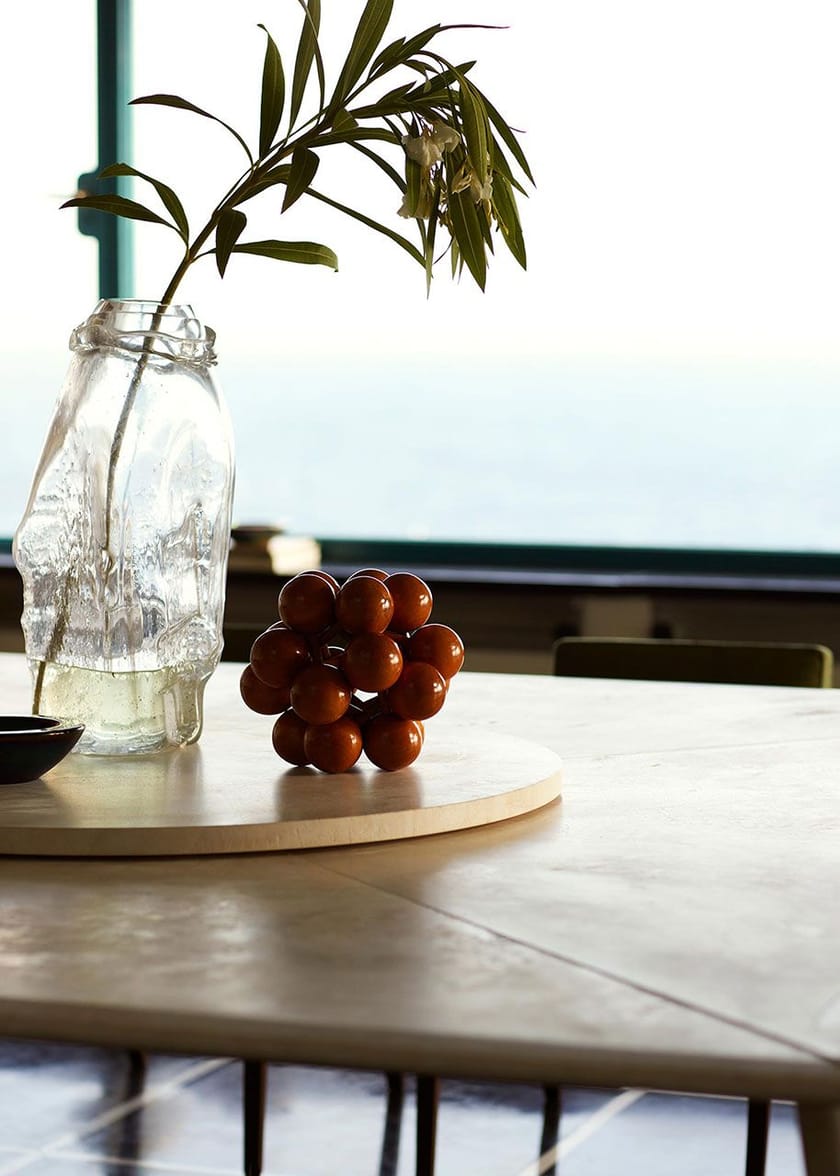 BISCUIT Tavolo da giardino quadrato in marmo con Lazy Susan By Exteta