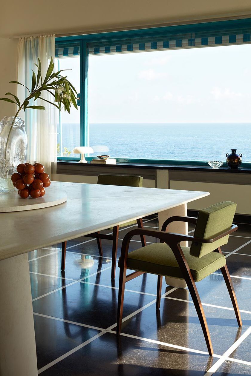 BISCUIT Square marble garden table with Lazy Susan By Exteta