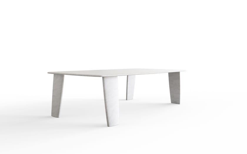 BISCUIT Rectangular marble garden table By Exteta