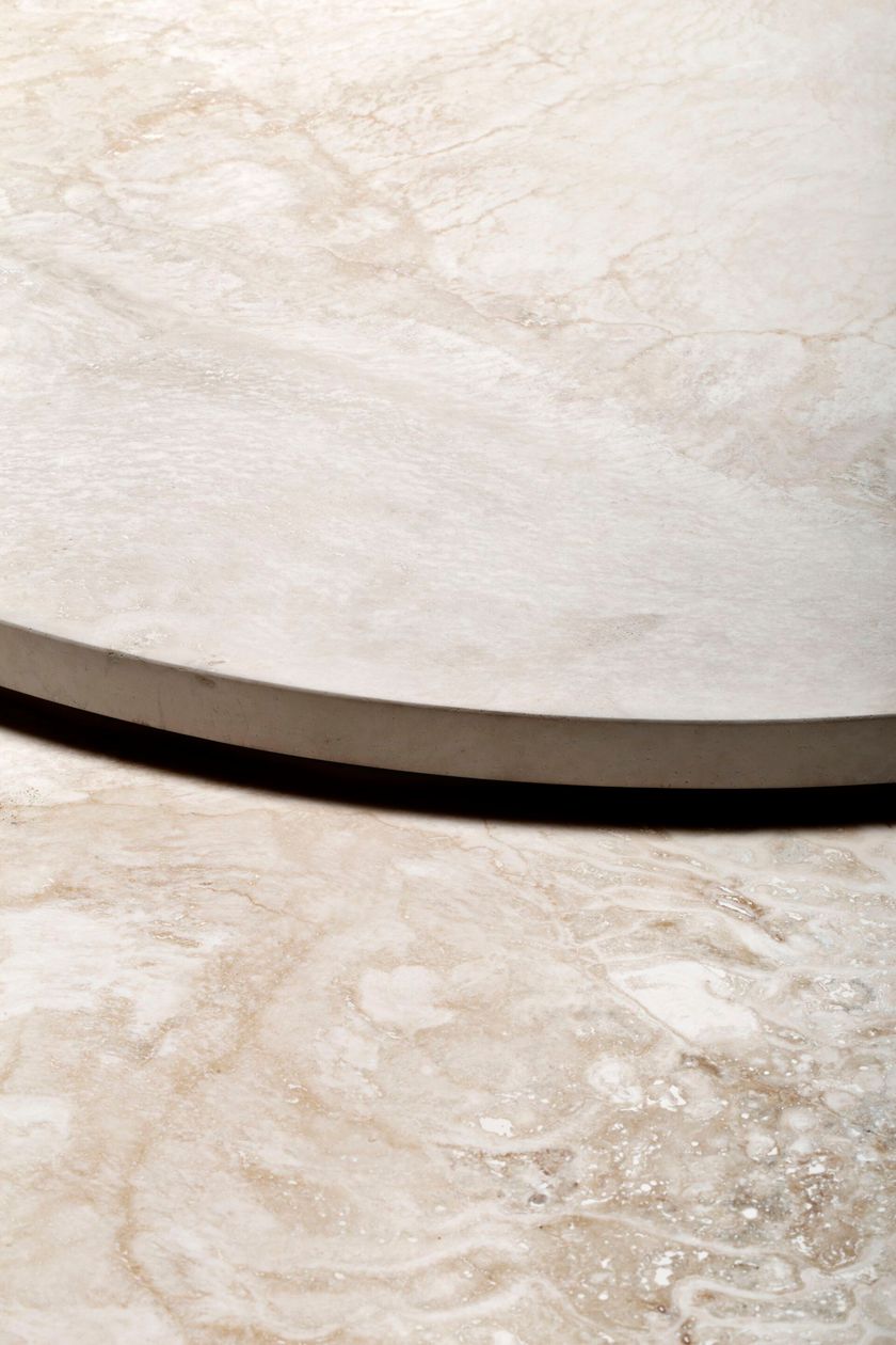 BISCUIT Square marble garden table with Lazy Susan By Exteta