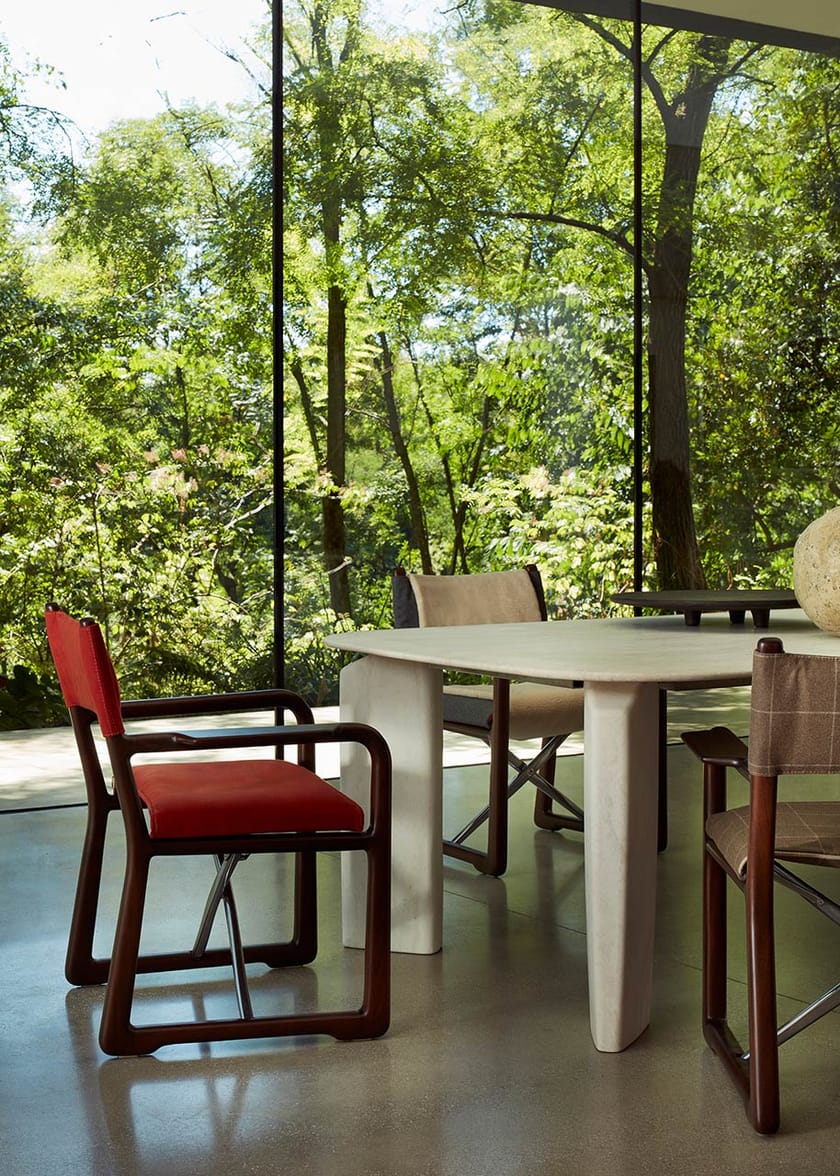 GIOTTO Rectangular travertine garden table By Exteta