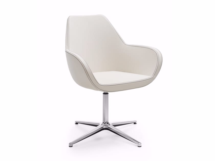 Leather guest chair with 4-spoke base FAN 10F By profim design Piotr ...