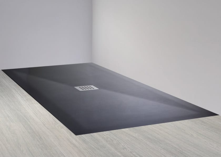 Flush fitting rectangular Solid Surface shower tray FILO By Blu Bleu