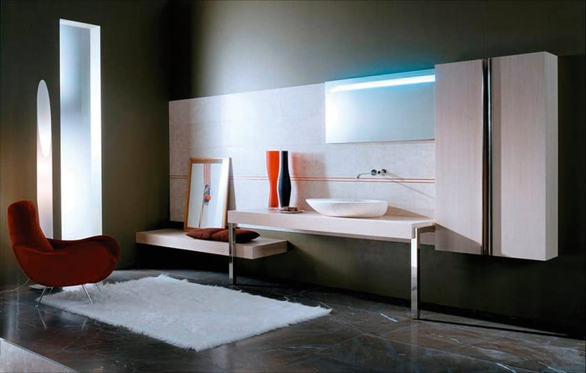 Wall-mounted mirror with integrated lighting FINELINE By Top Light