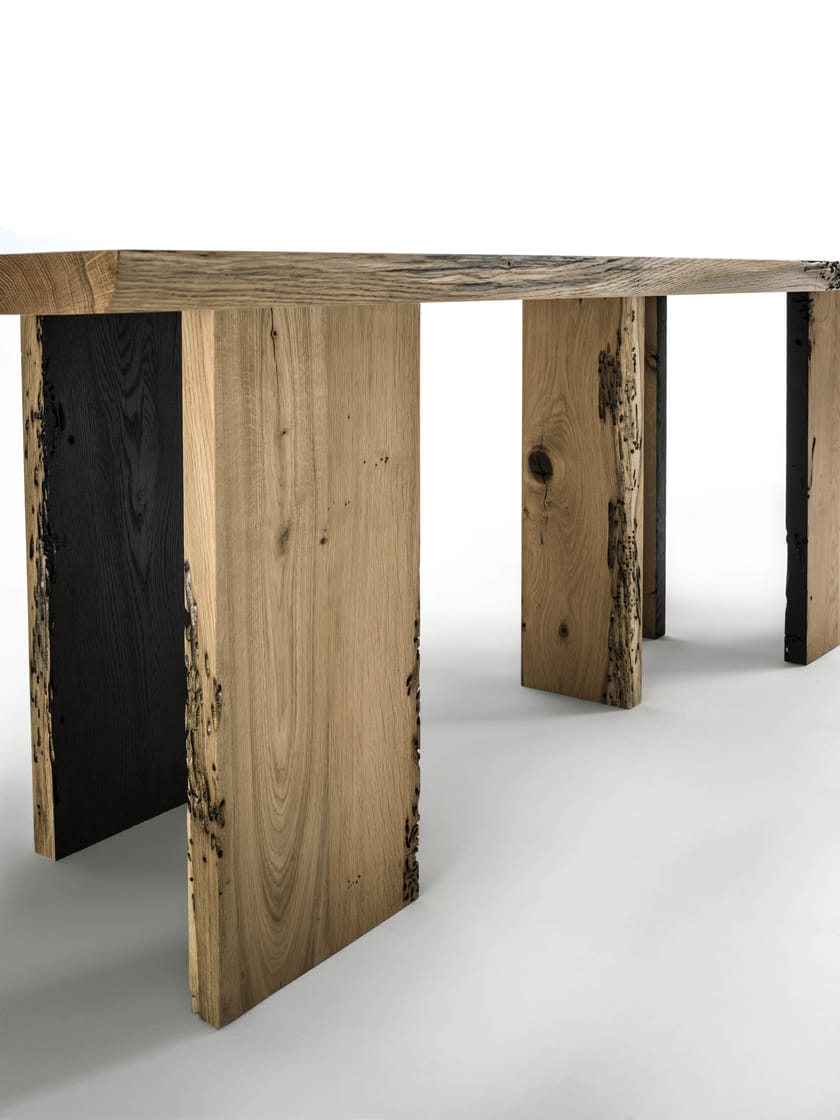 FIRE TABLE Rectangular briccola wood table By Riva 1920 | design Marco Piva