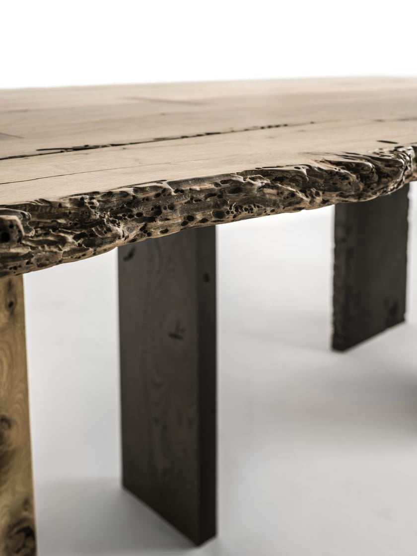 FIRE TABLE Rectangular briccola wood table By Riva 1920 | design Marco Piva