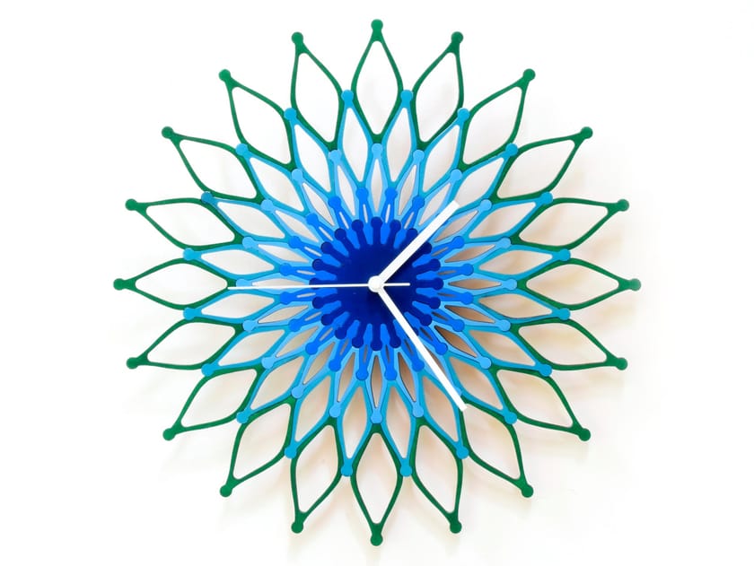 Wall-mounted plywood clock FIREWORKS By Ardeola