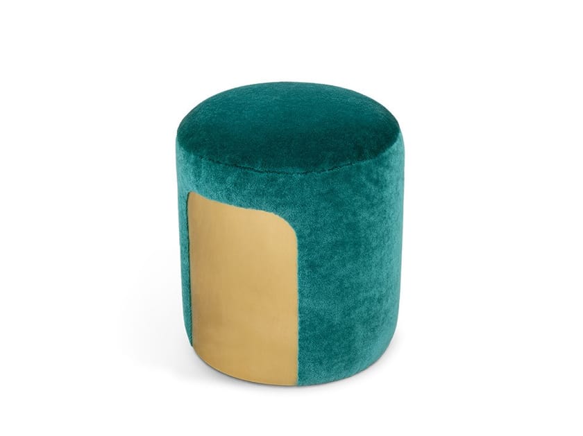 FITZGERALD | Pouf Upholstered round fabric pouf By Essential Home ...
