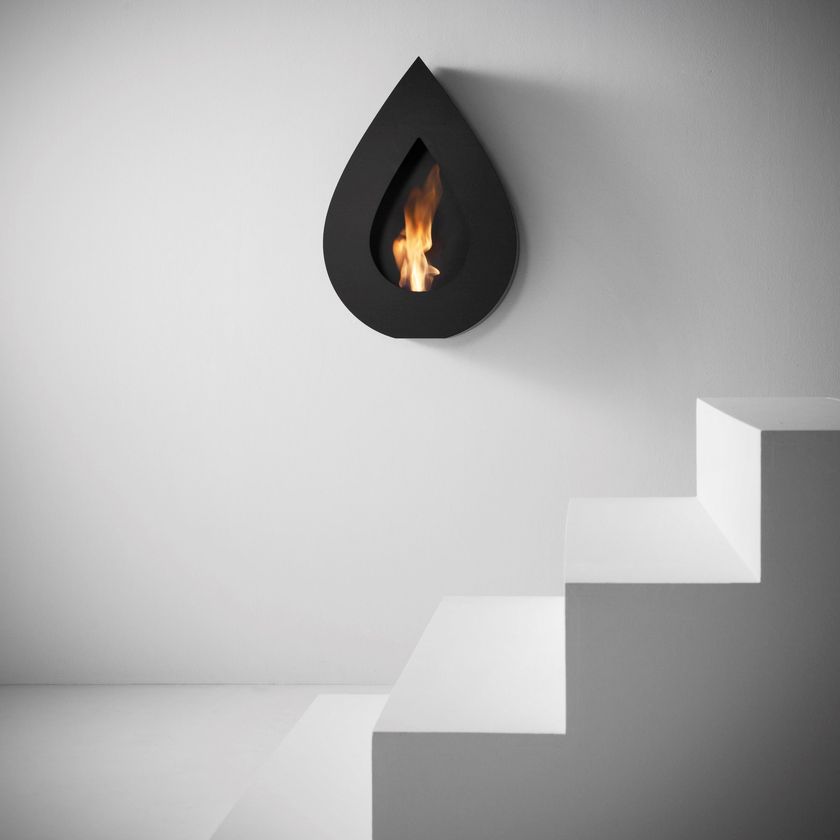Bioethanol wall-mounted steel fireplace FLAME WALL By ACQUAFUOCO