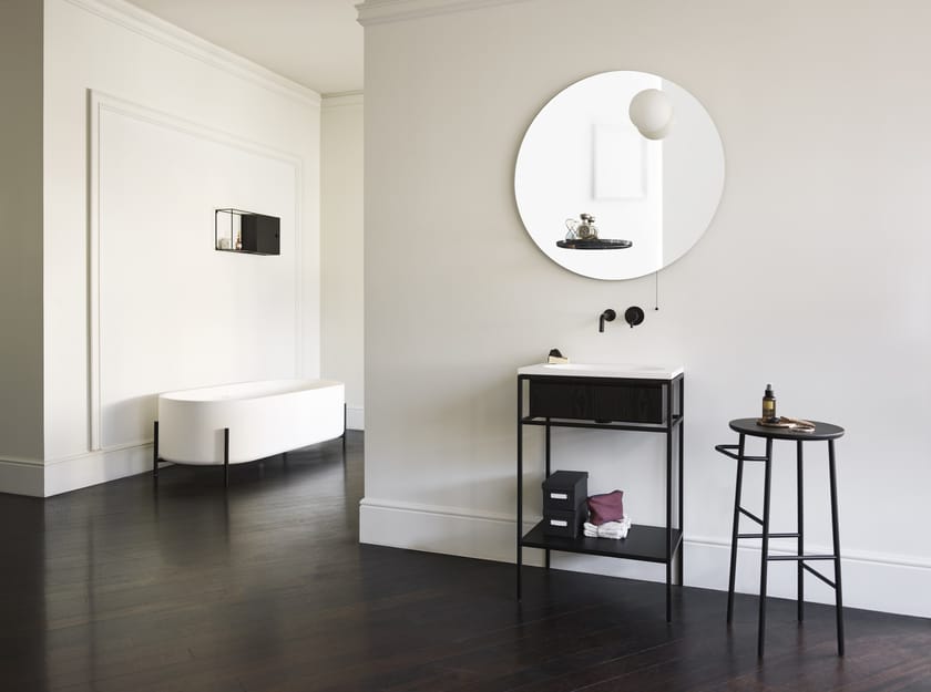 Round wall-mounted bathroom mirror FLOAT By Ex.t design Samuel Wilkinson