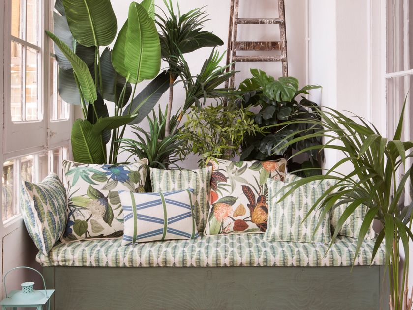 Viscose fabric with floral pattern FLORA CALATHEA Fronda Collection By ...