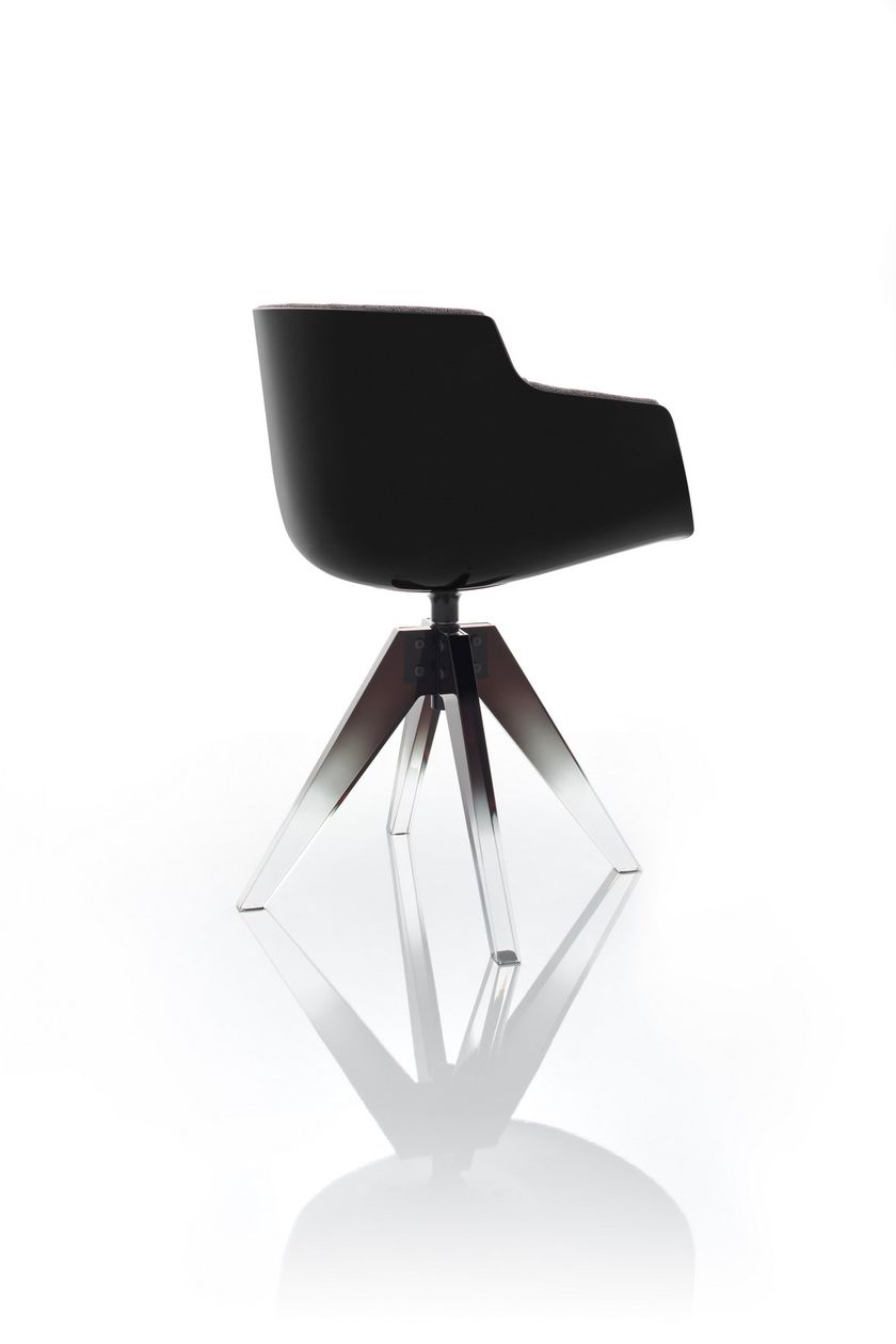 Upholstered trestle-based polycarbonate chair with armrests FLOW 10TH ...