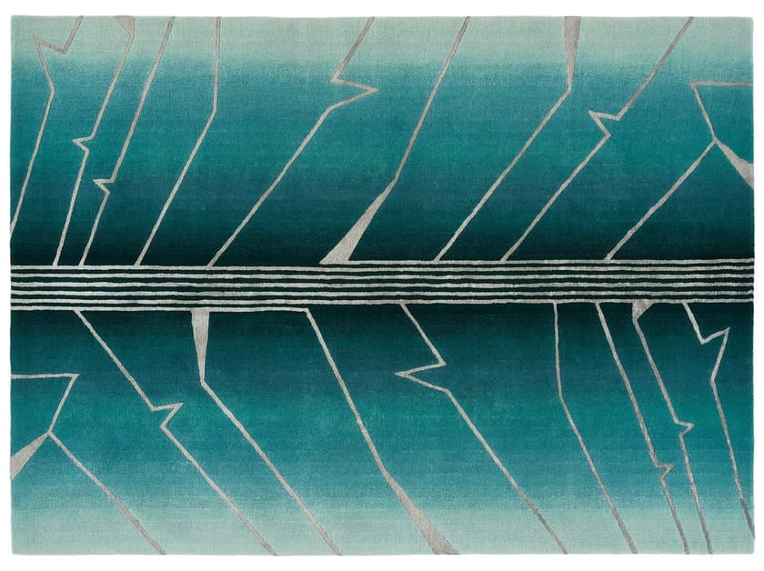 Handmade rectangular wool rug FRACTURE By Deirdre Dyson