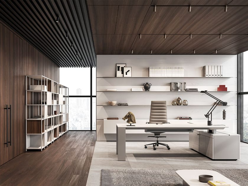 ONO Sectional wooden office desk with drawers By FREZZA