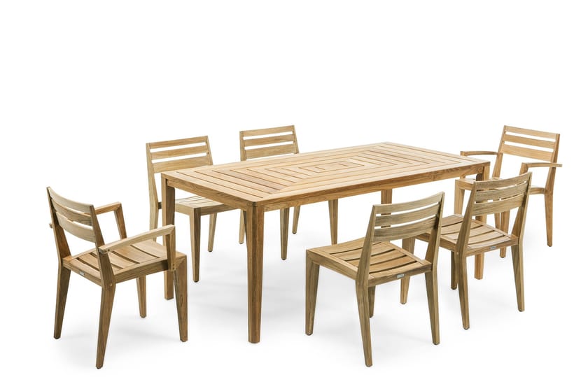 FRIENDS Rectangular wooden garden table By Ethimo