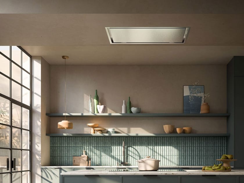 NUBE Ceiling-mounted stainless steel cooker hood with perimetral ...