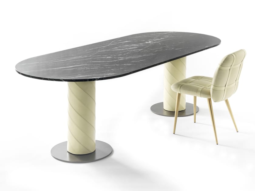 ROLLING 2B Oval marble dining table By Fasem | design Giancarlo Vegni
