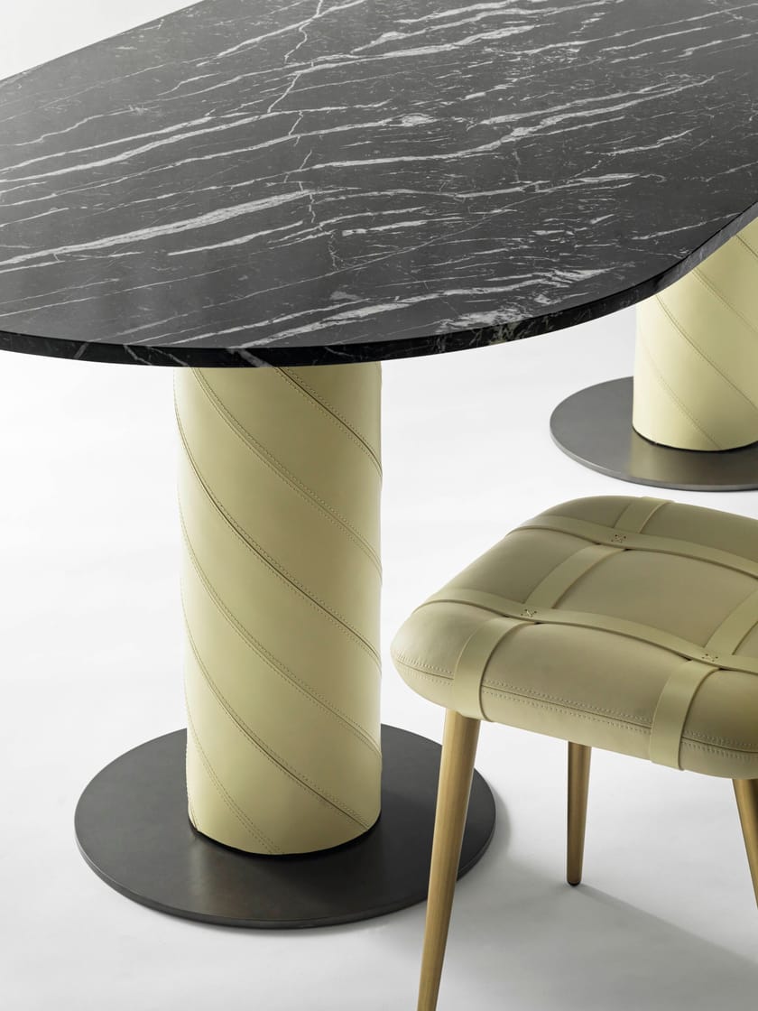 ROLLING 2B Oval marble dining table By Fasem | design Giancarlo Vegni
