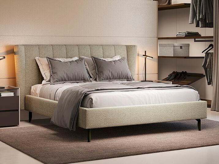 ALLURE Fabric double bed with upholstered headboard By Febal Casa
