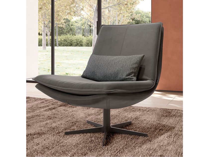 PARKER Swivel fabric armchair By Febal Casa