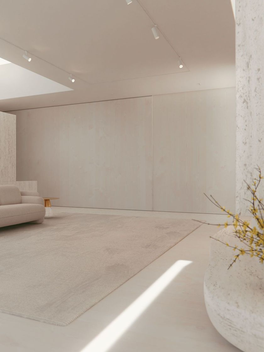 ECOLICIOUS CREAM WHITE Rectangular handmade rug By Feyyn