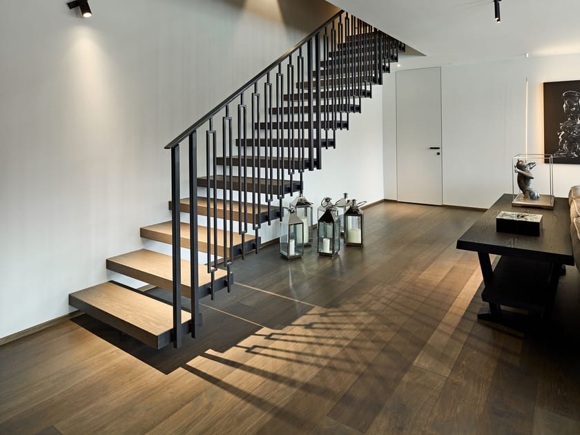 STAIR WITH BOXED TREAD Three-crossed-layers wooden covering By Fiemme ...