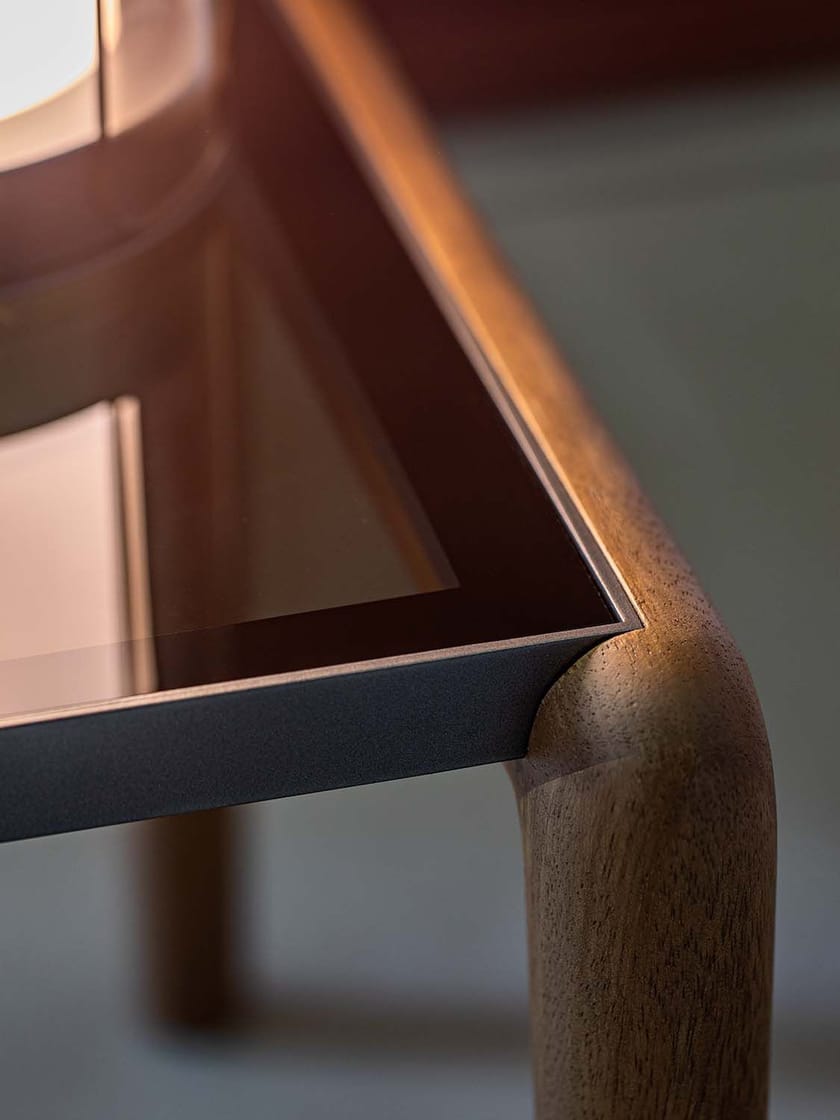 GAUDÍ Wood and glass side table By Flou | design Matteo Nunziati