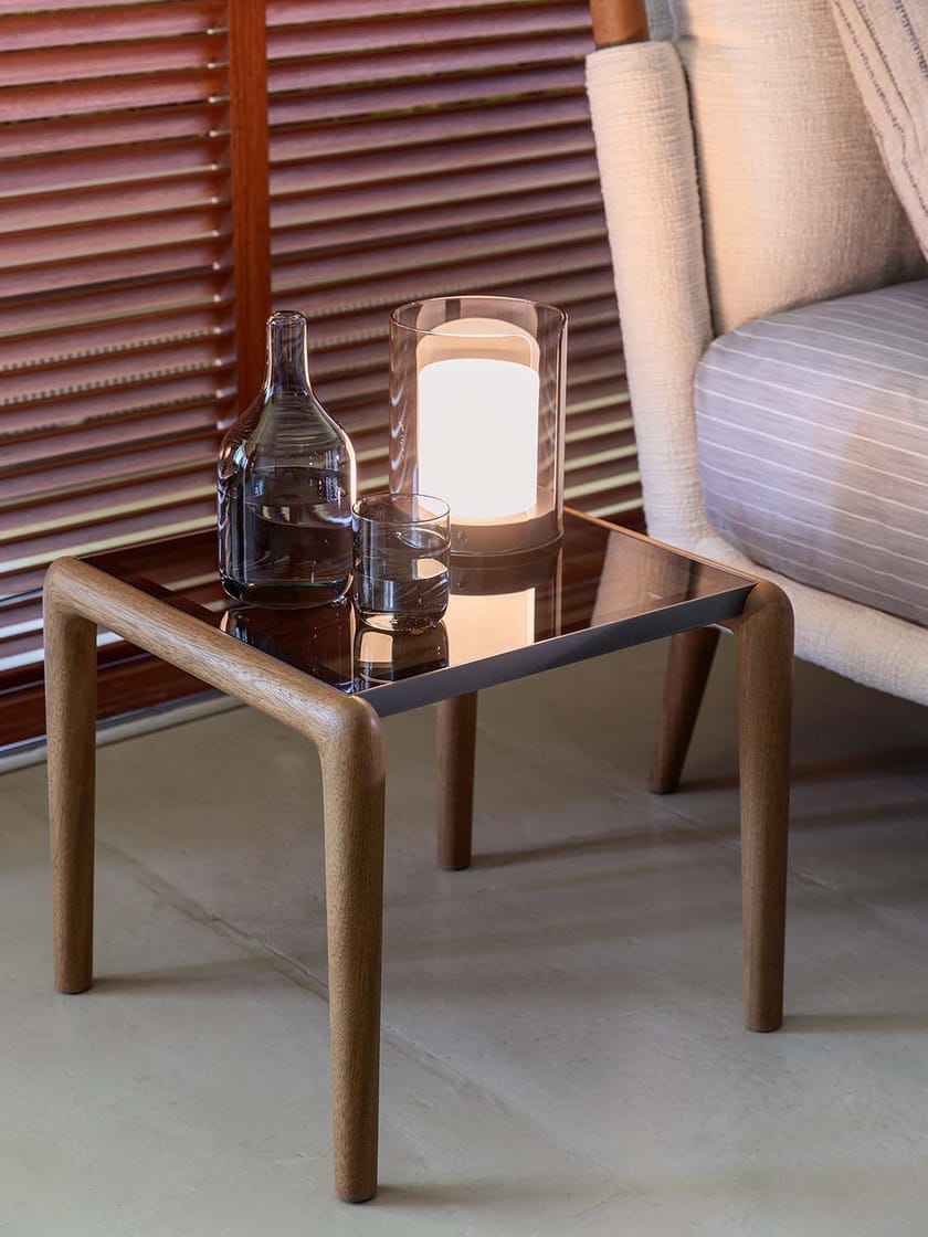GAUDÍ Wood and glass side table By Flou | design Matteo Nunziati