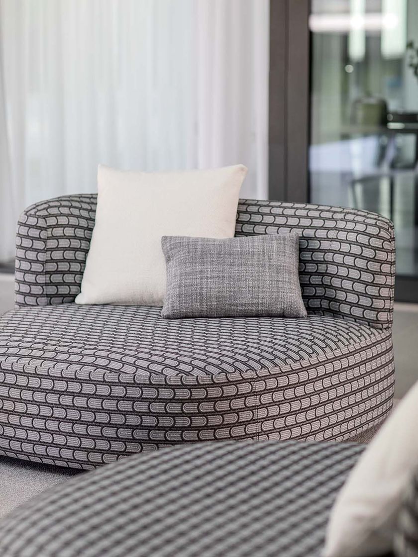 PIERRE Fabric armchair with armrests By Flou | design Studio Contromano