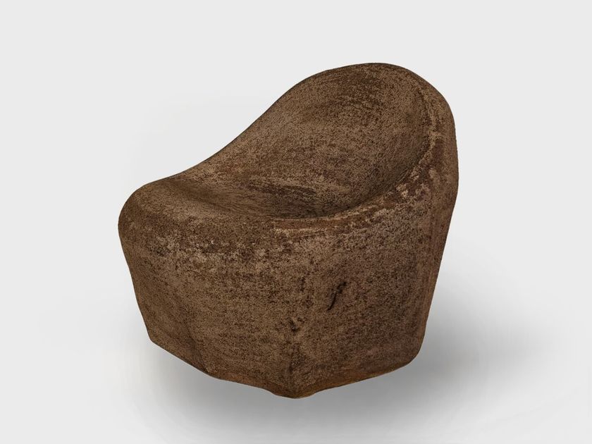 SCIARA Recycled stoneware and crushed Etna lava garden armchair By Fluente