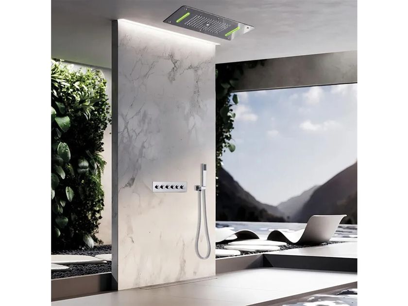 FS971RWM Recessed LED shower set with overhead shower By Fontana Showers