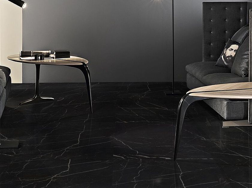 NERO MARQUINA Porcelain stoneware wall/floor tiles with marble effect ...