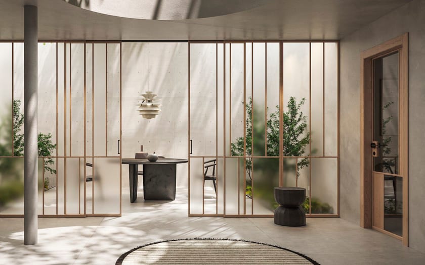 NOI VELOPA Wood and glass sliding door By GAROFOLI