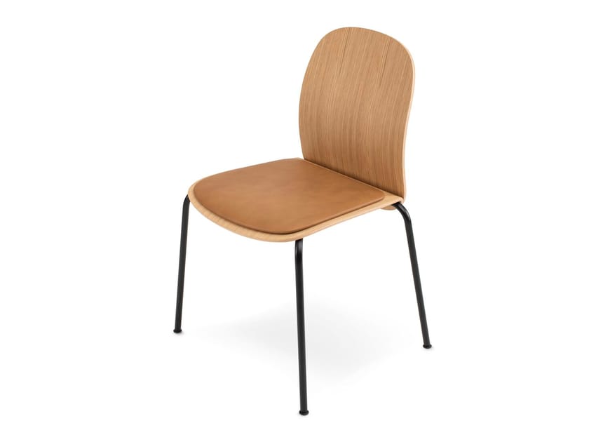 BOOK Stackable oak chair with integrated cushion By GAZZDA