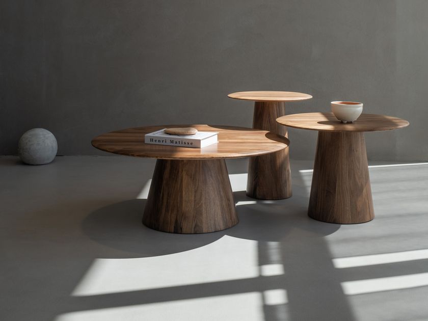 MUSHROOM Round walnut side table By GAZZDA