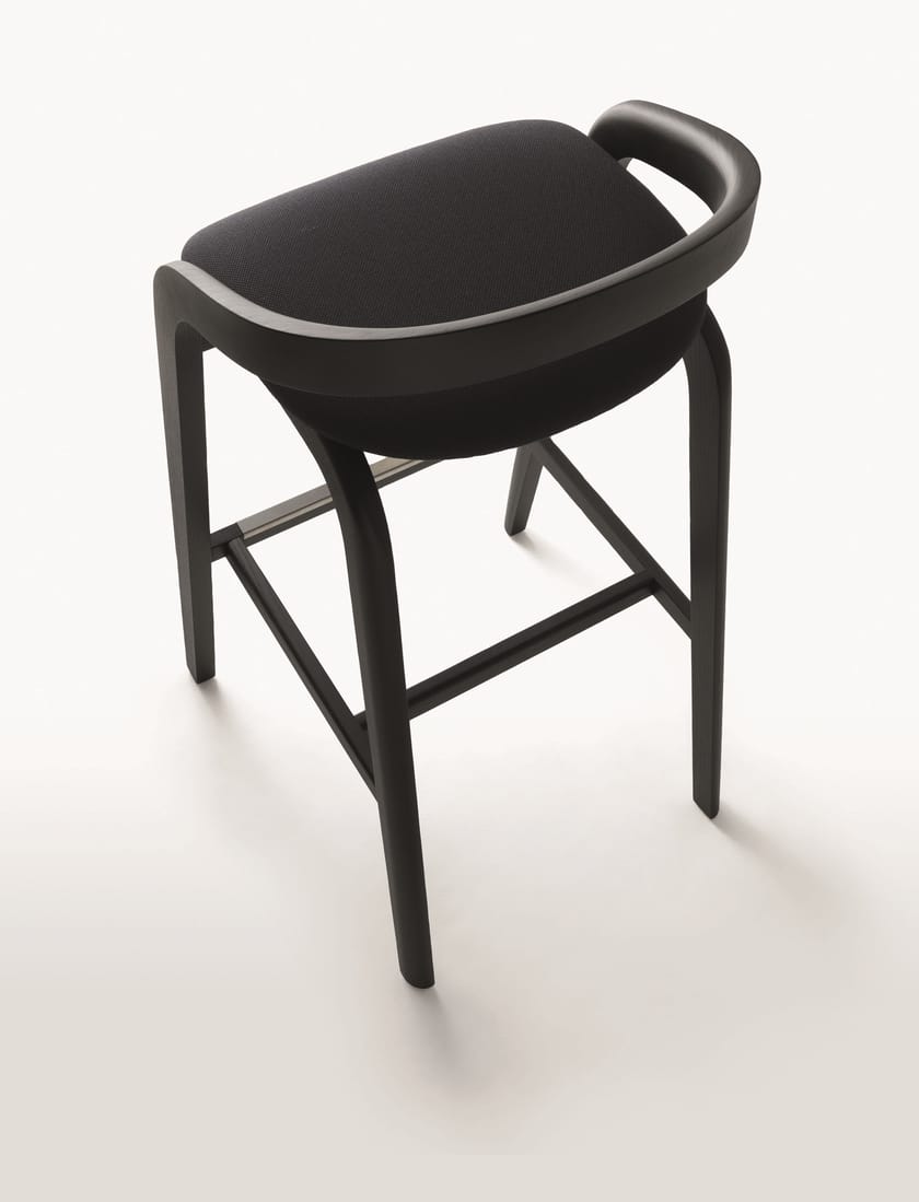 GENEA BARSTOOL High solid wood stool with back By Passoni | design Atelier Oï