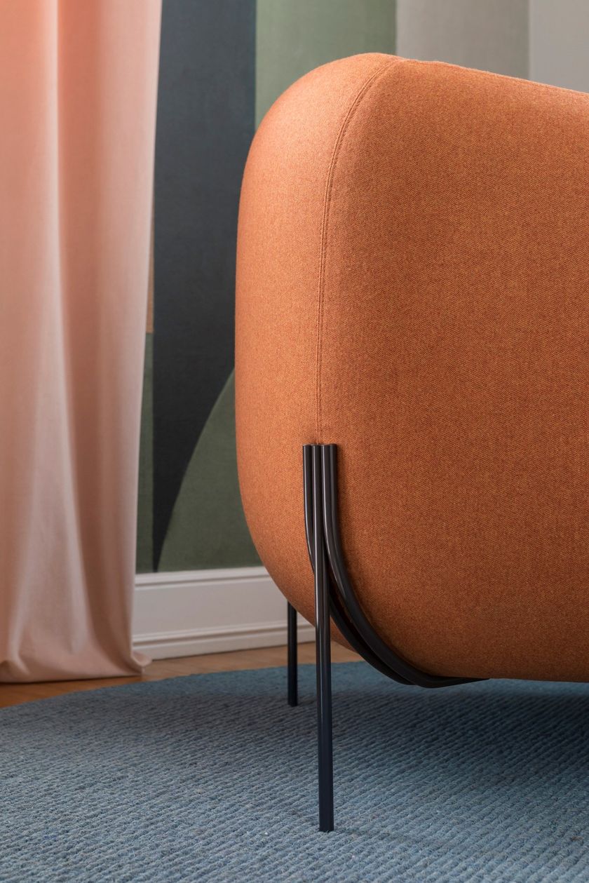 GEO Fabric armchair with removable cover with armrests By Saba Italia