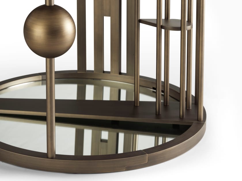 MERLINO Round marble table with brass structure By GHIDINI1961
