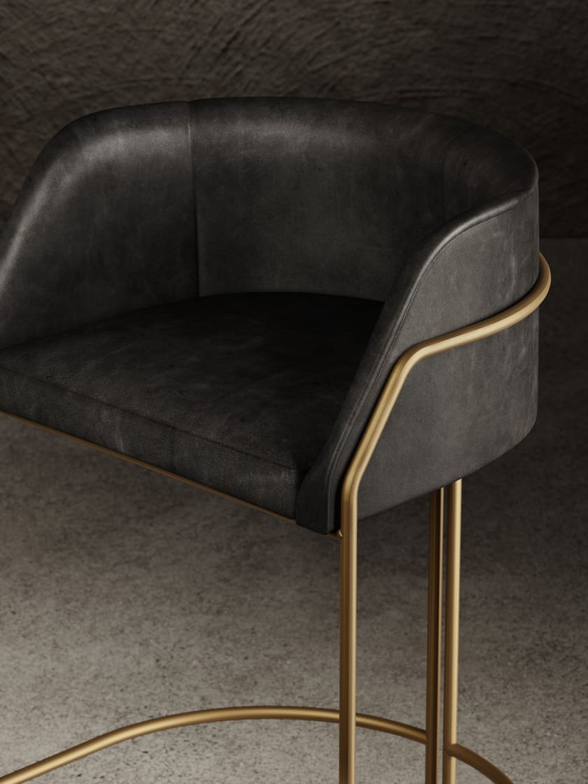 DEJA VU Upholstered high fabric stool By GIOPAGANI | design Gio Pagani