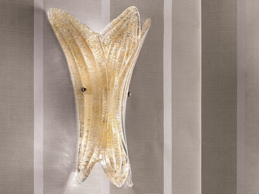 GLASS VE 1116 A2 AMB / TR Incandescent marble grit wall light By ...