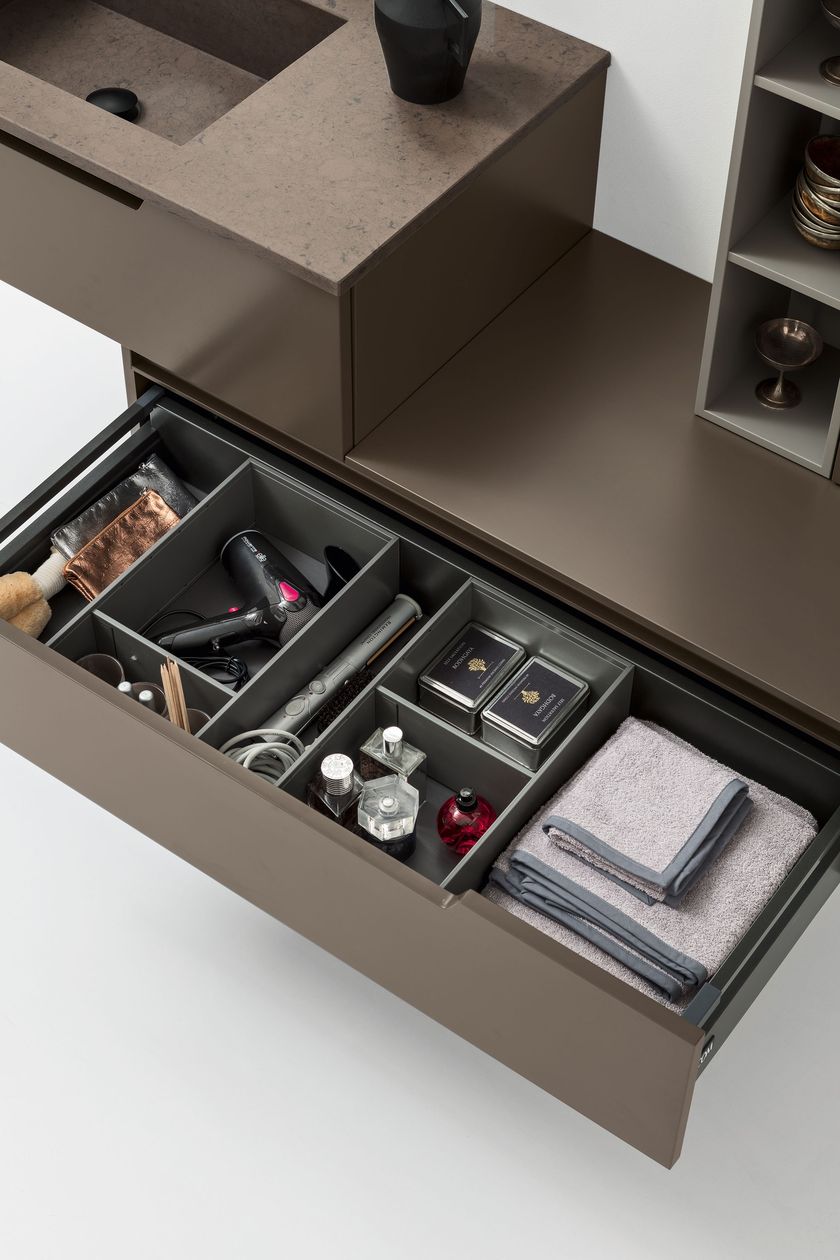 GOLD Sectional wall-mounted wooden vanity unit with drawers By Arcom