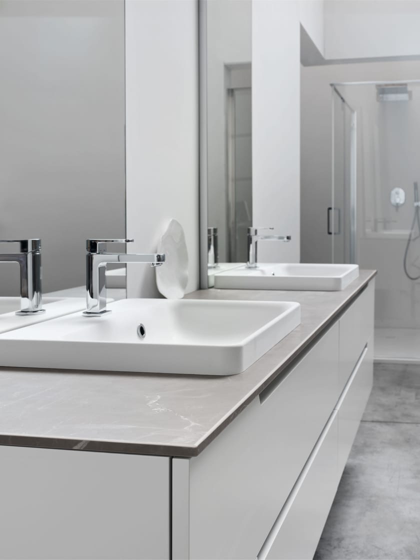 GOLD Sectional wall-mounted wooden vanity unit with drawers By Arcom