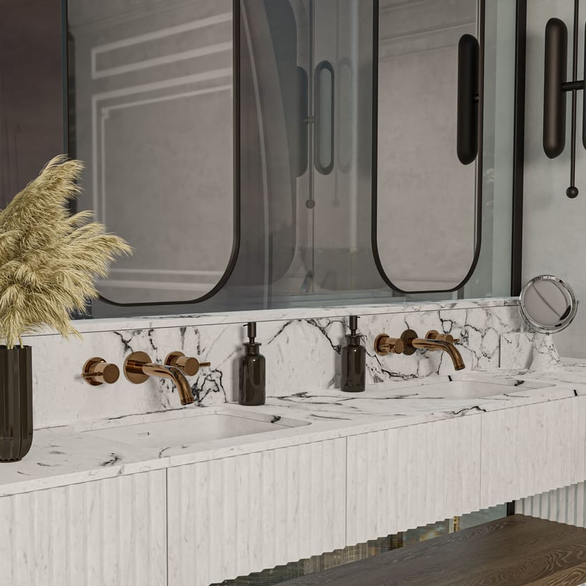 CAMEO Wall-mounted chromed brass washbasin tap By GRAFF