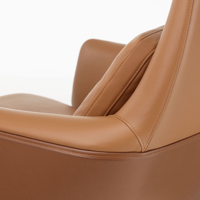 GRAND RELAX Recliner leather armchair with headrest with 4-spoke base ...