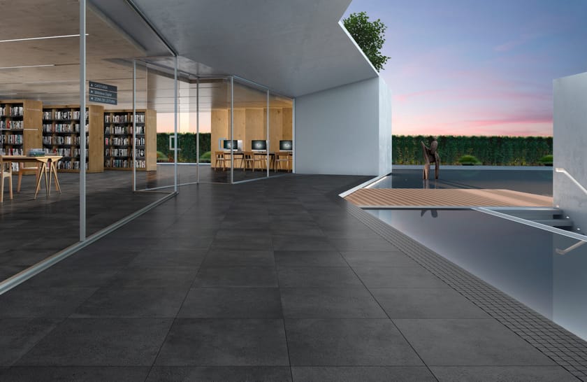 White-paste outdoor floor tiles with stone effect GRAND STONE By RECER