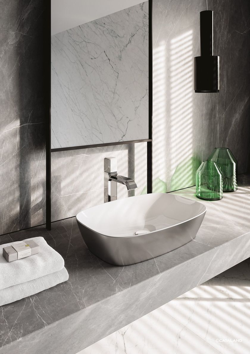 GREEN LUX | Rectangular washbasin Gold & Silver Collection By CERAMICA ...